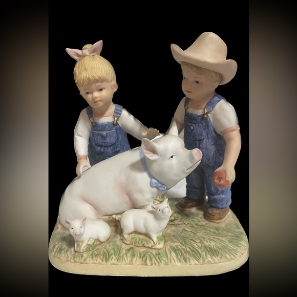 Accents | Vtg 1985 Home Interior Denim Days Prize Pig Figurine | Poshmark